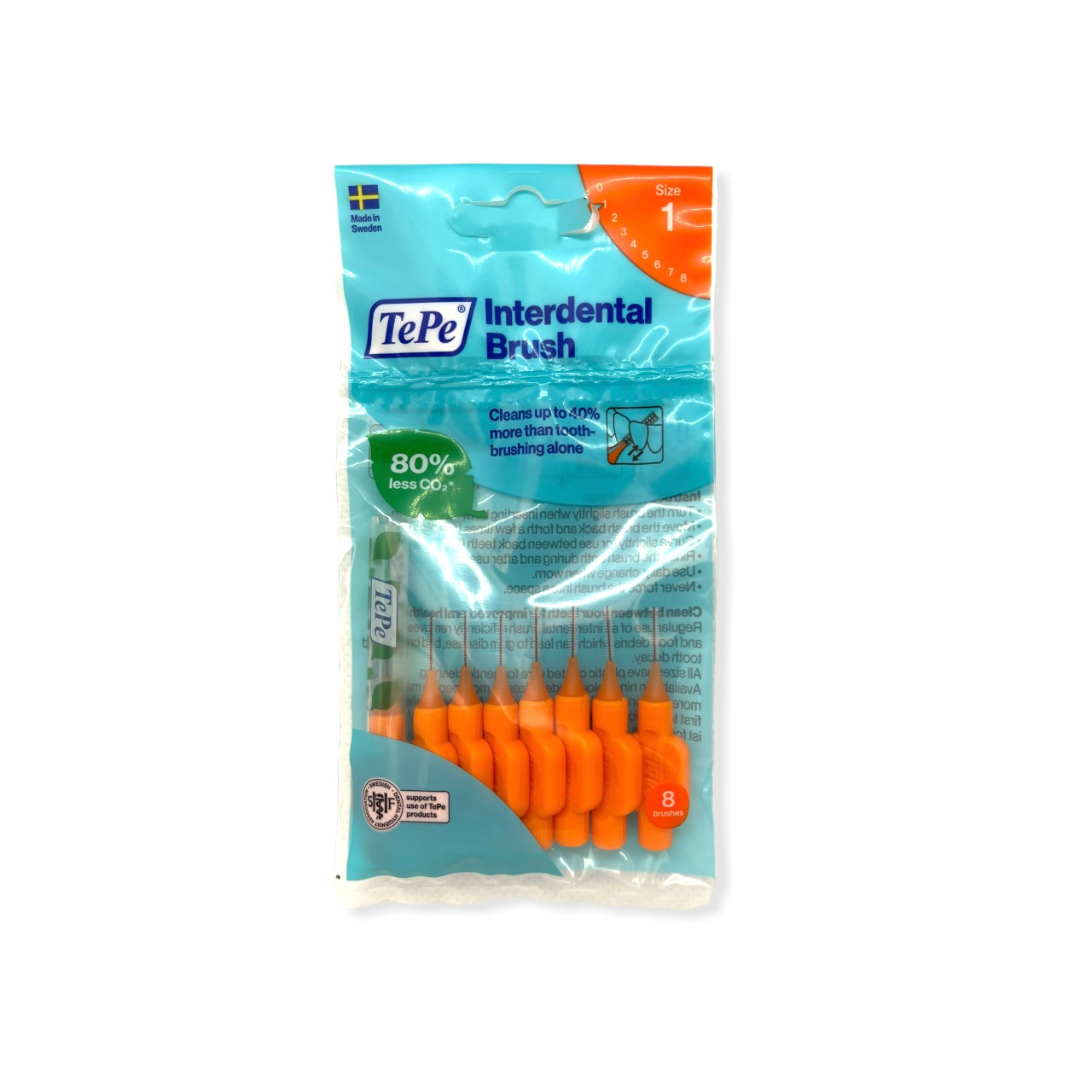 TePe Original Interdental Brushes Packs of 8 Orange ISO Size 1 – Apex ...